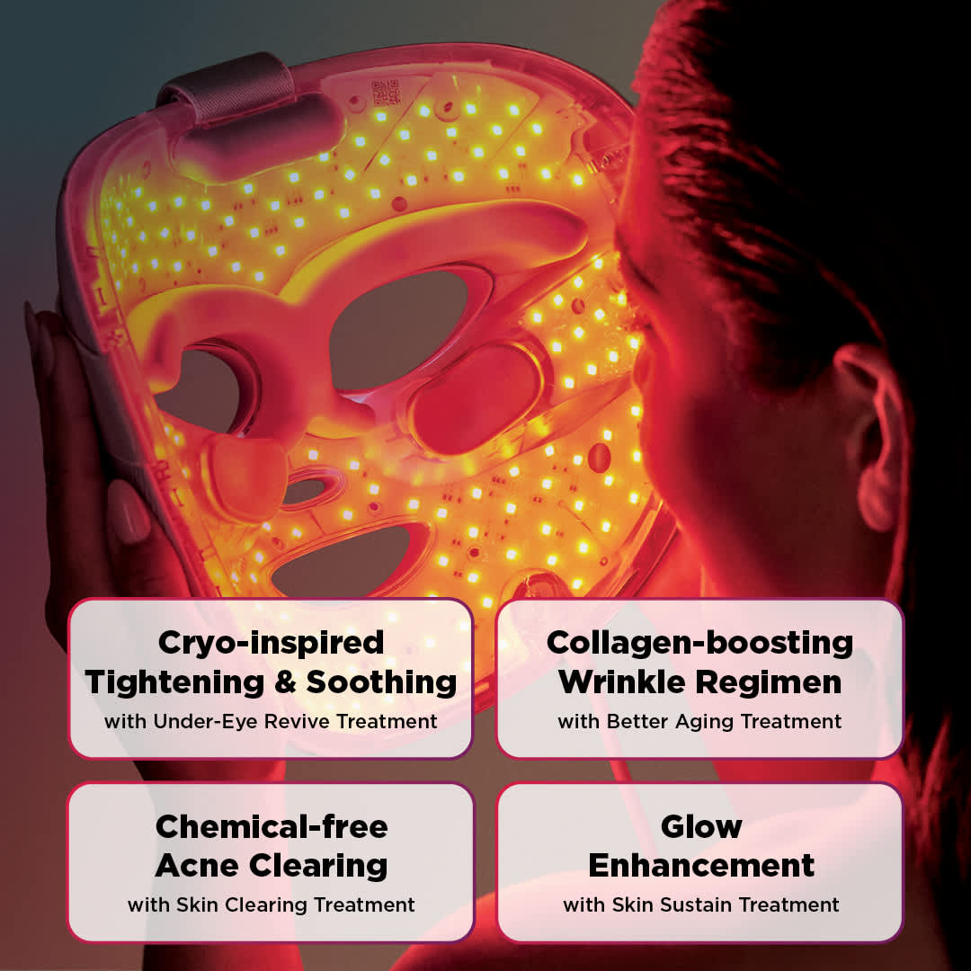Shark™ CryoGlow™ Red Blue & Infrared iQLED Face Mask & Under Eye Cooling - (Blue Frost) LED Face ...